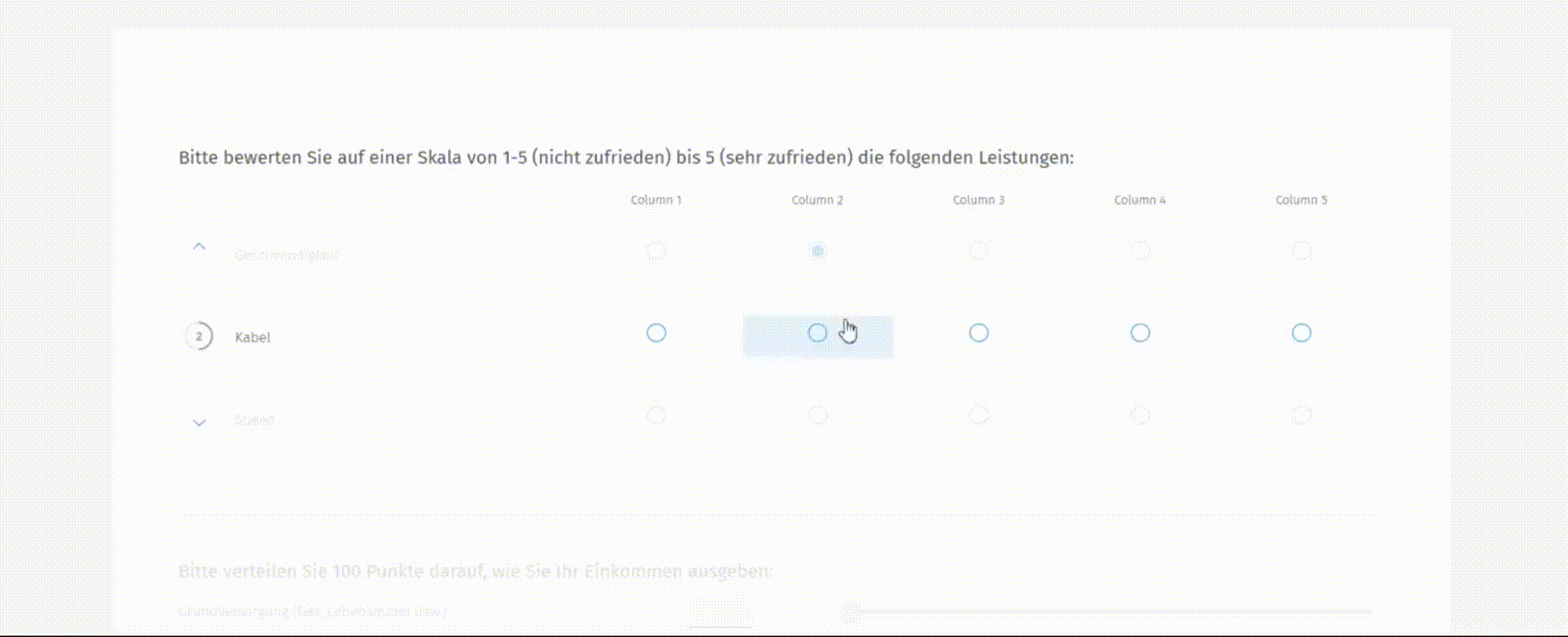 Auto-focus für Matrix-Fragen | QuestionPro Wissensbasis